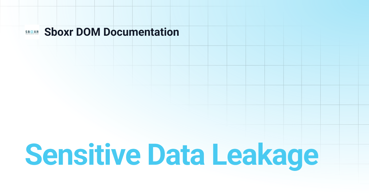 Sensitive Data Leakage | Sboxr DOM Documentation